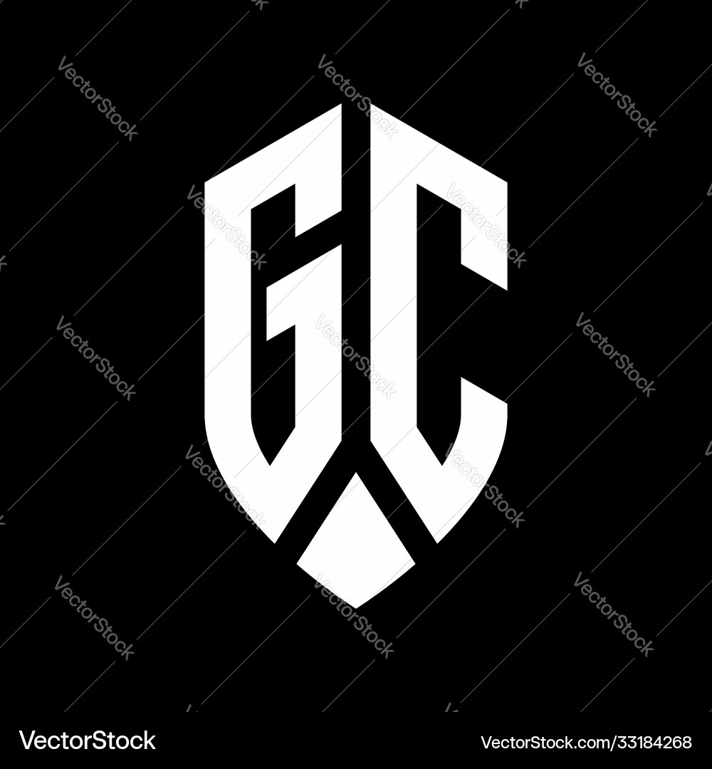 Gc logo monogram with emblem shield style design Vector Image
