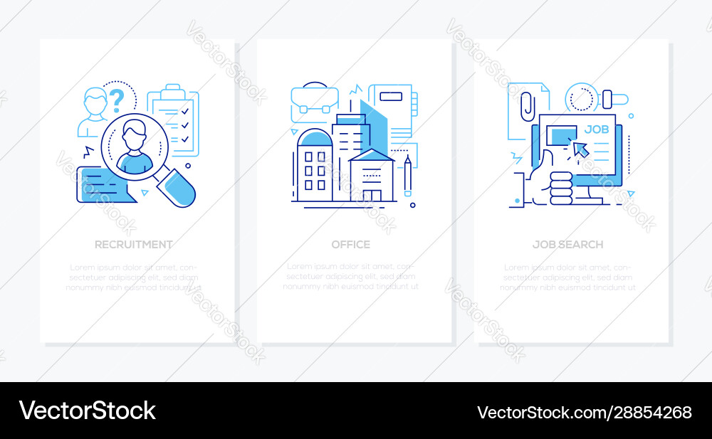 Human resources - line design style banners set Vector Image
