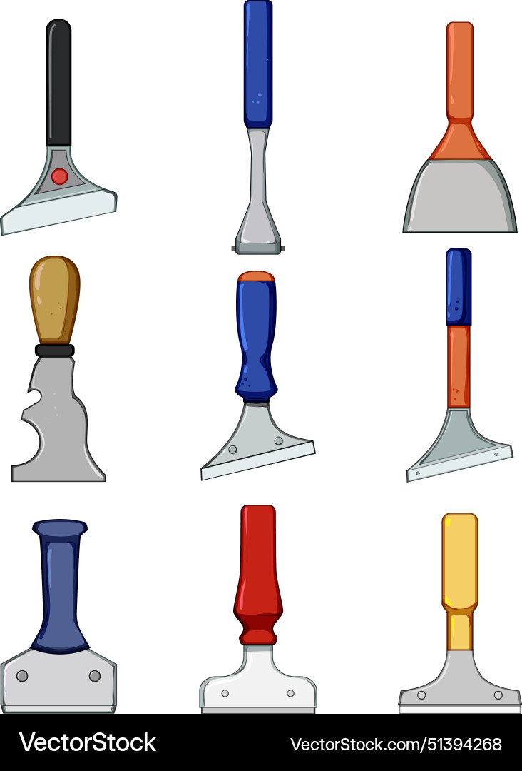 Paint scraper set cartoon Royalty Free Vector Image