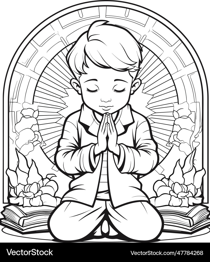 Praying kid Royalty Free Vector Image - VectorStock
