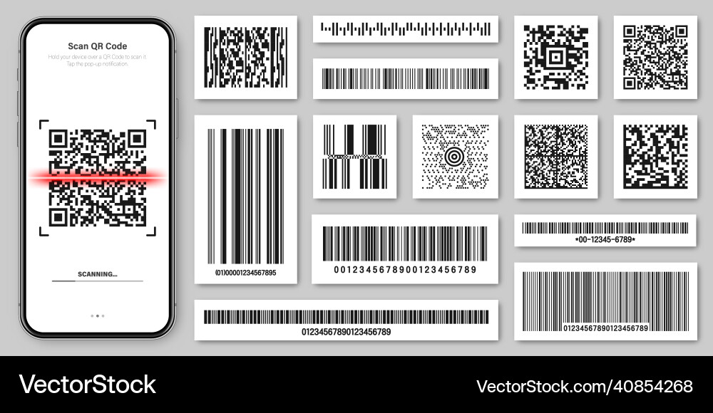 Product barcodes and qr codes smartphone Vector Image