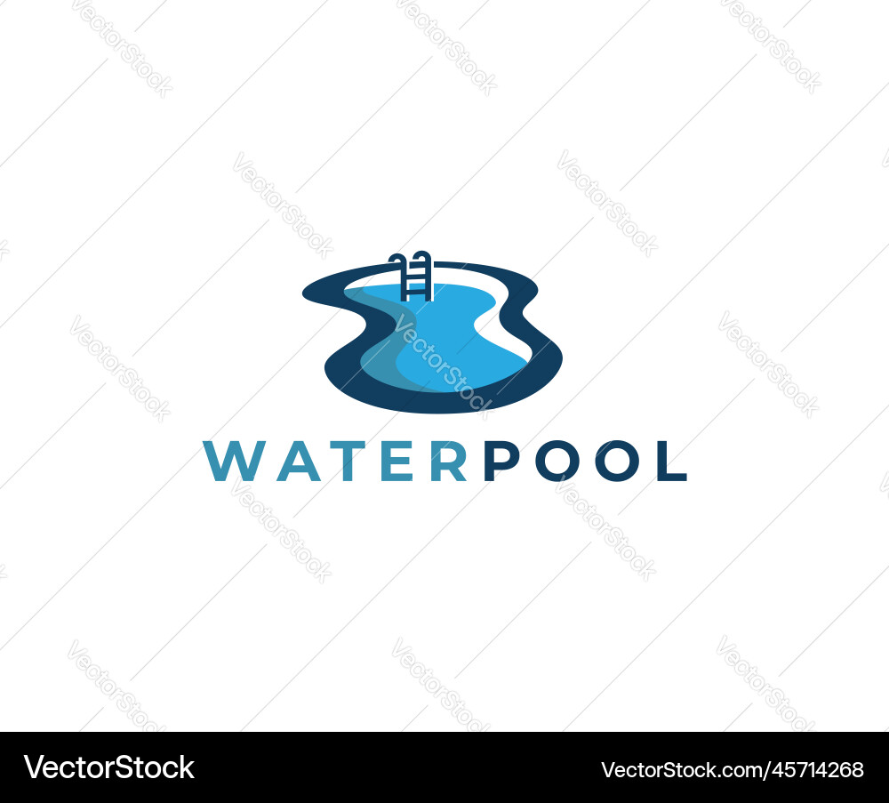 Simple water pool logo design template Royalty Free Vector