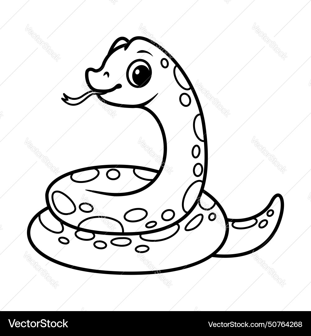 Snake coloring page cartoon Royalty Free Vector Image