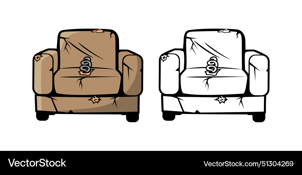 Broken couch design Royalty Free Vector Image - VectorStock