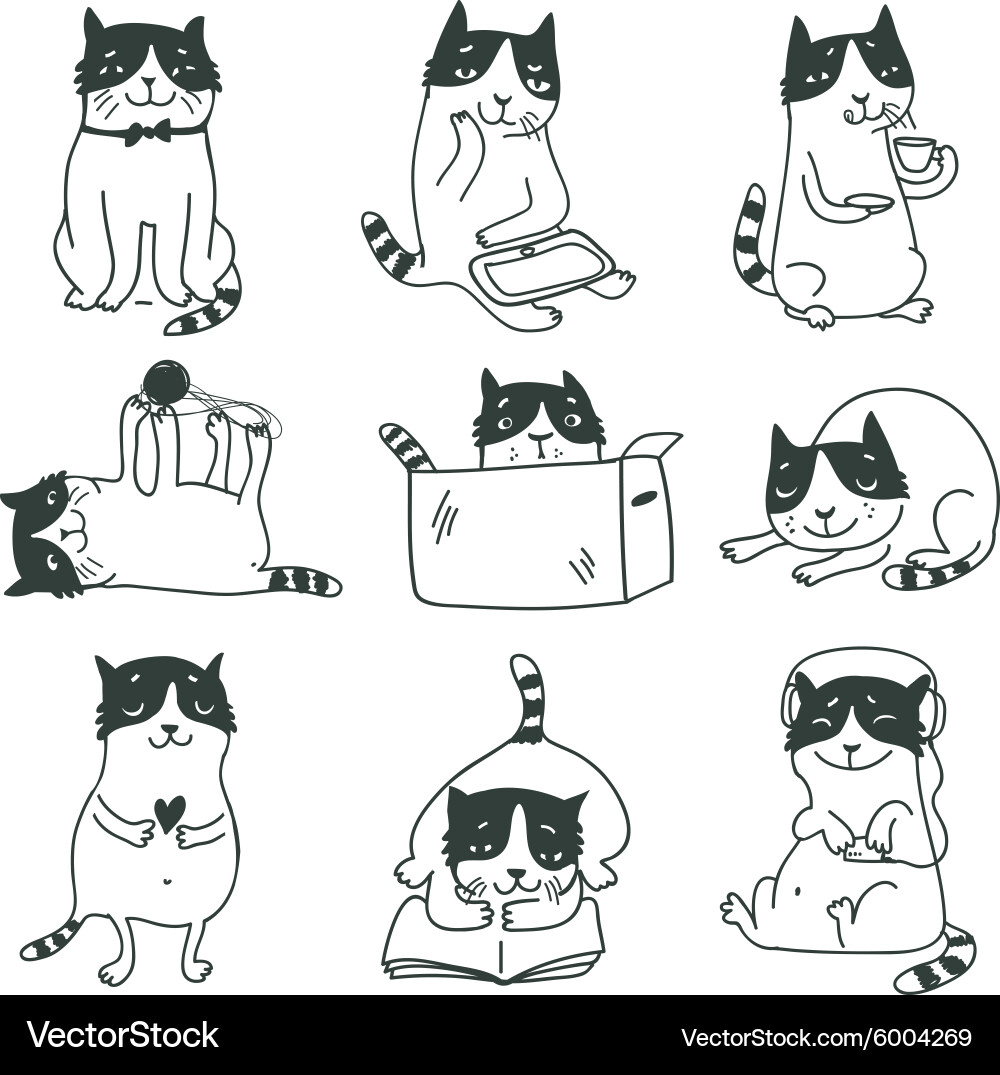 Cat set Royalty Free Vector Image - VectorStock