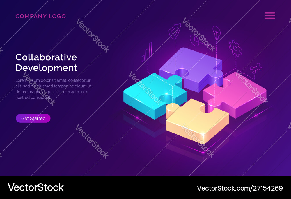 Collaborative development isometric concept Vector Image