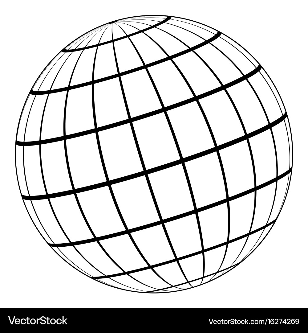 Globe 3d model earth or planet meridian parallel Vector Image
