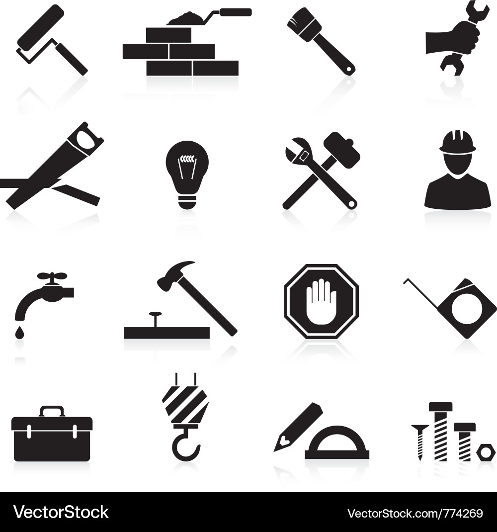 Icons construction and repair Royalty Free Vector Image