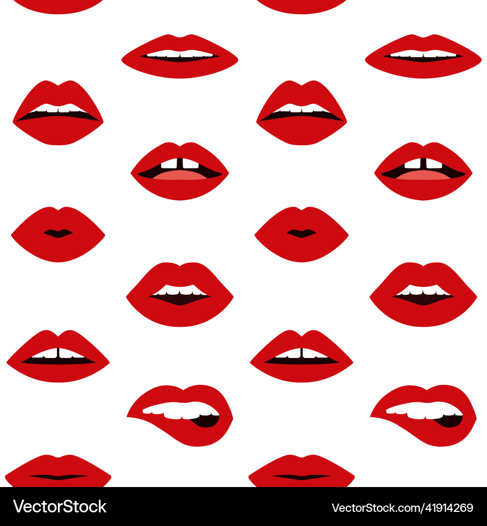 Lips doodle pattern seamless woman sexy pop Vector Image