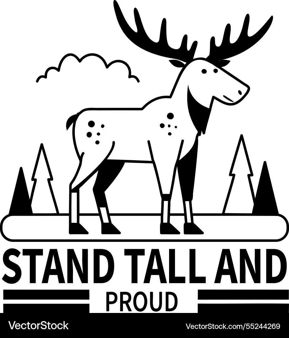 Moose with stand tall and proud typography glyph Vector Image