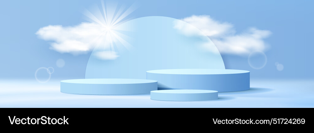 Podium 3d display blue color banner design Vector Image