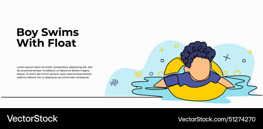 A boy floats in the water using Royalty Free Vector Image