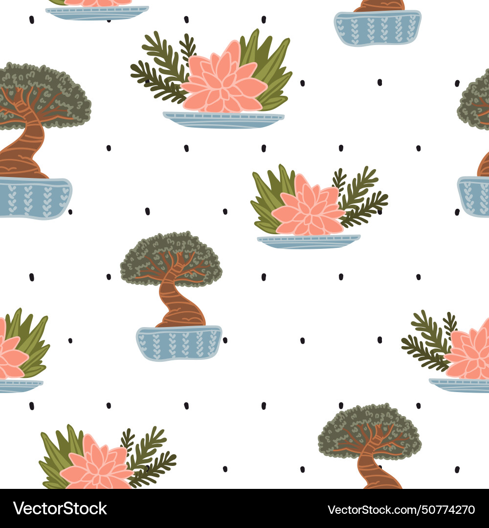 Bonsai seamless pattern design Royalty Free Vector Image