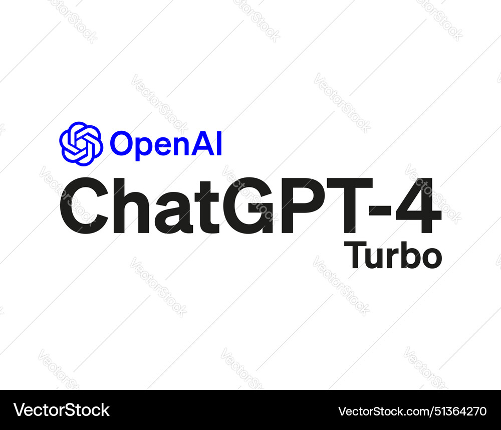 Chatgpt 4 turbo logo openai ai chatbot Royalty Free Vector
