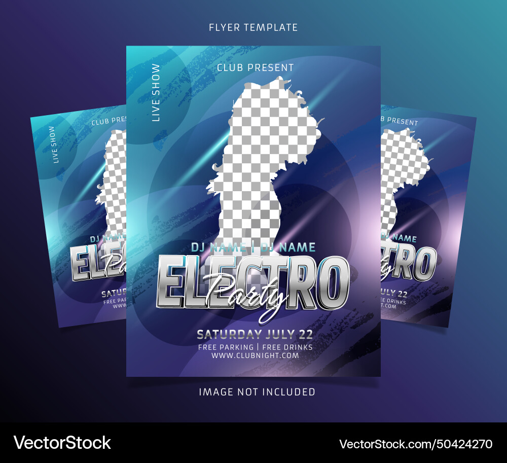 Electro party flyer template Royalty Free Vector Image