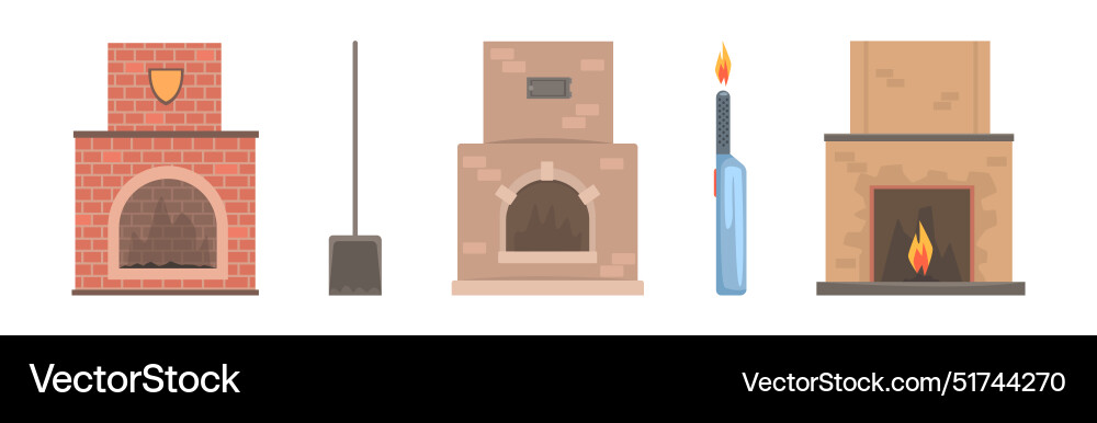Fireplace and hearth design element object Vector Image