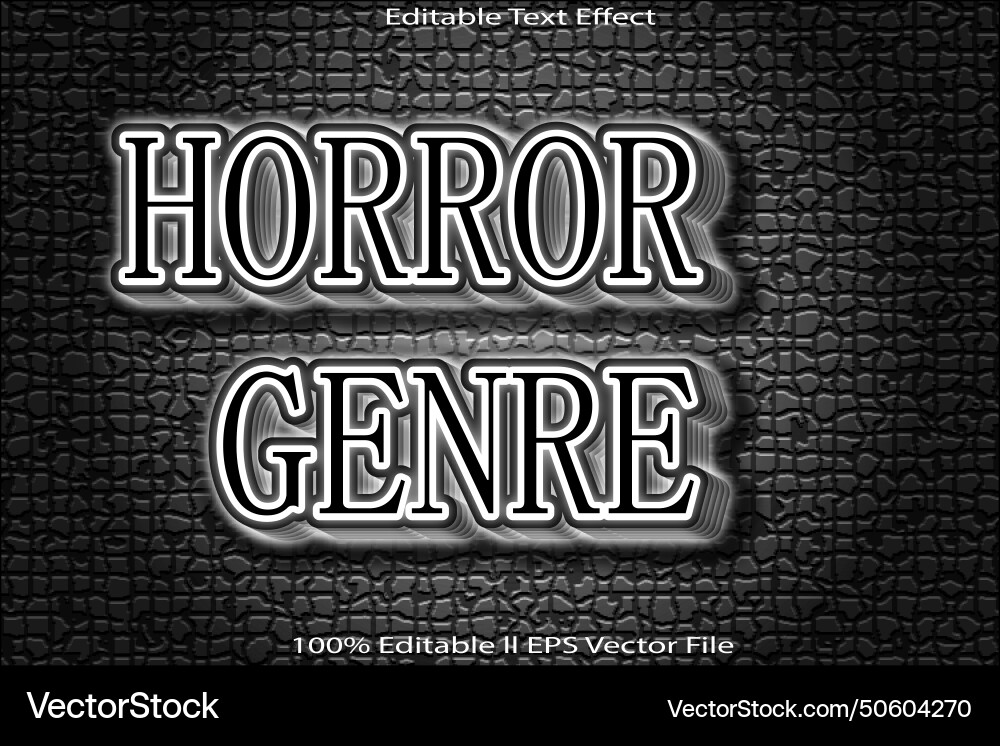 Horror genre editable text effect Royalty Free Vector Image