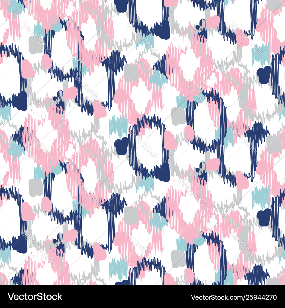 Ikat random spot shapes seamless background Vector Image
