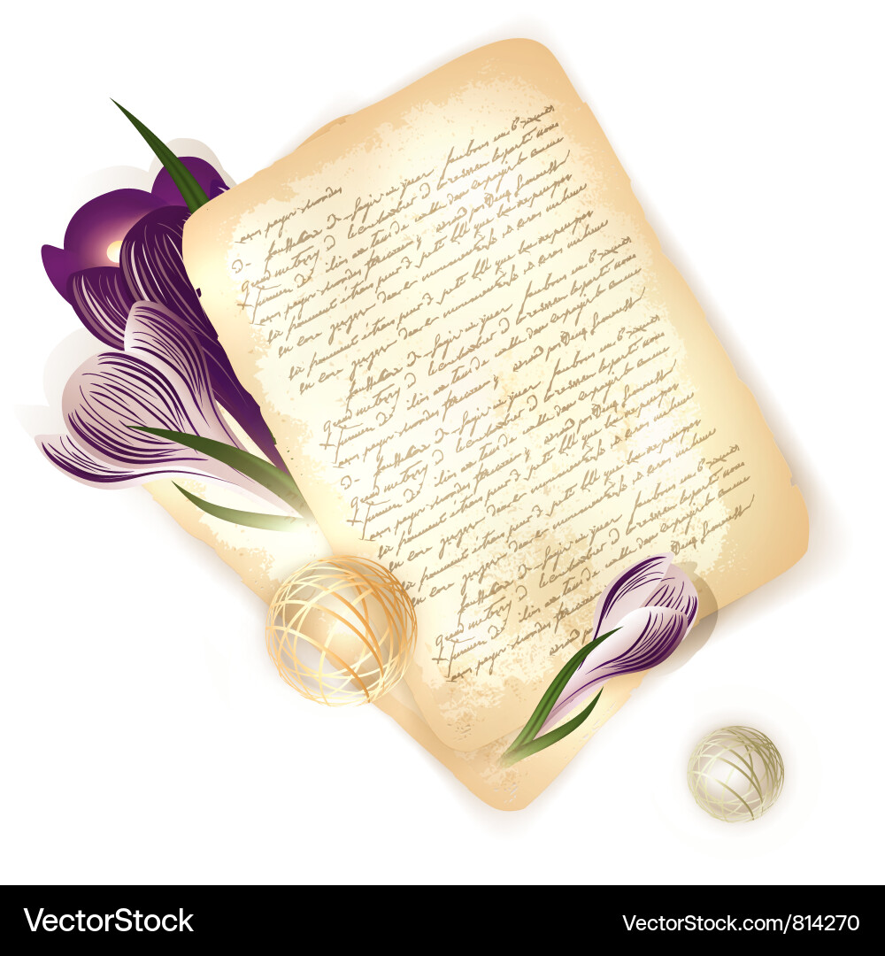 Old letter with crocus Royalty Free Vector Image