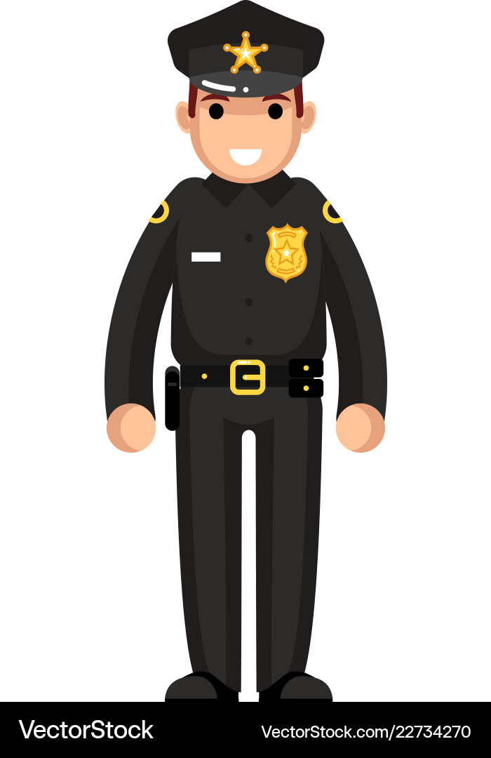 Policeman flat design character isolated Vector Image