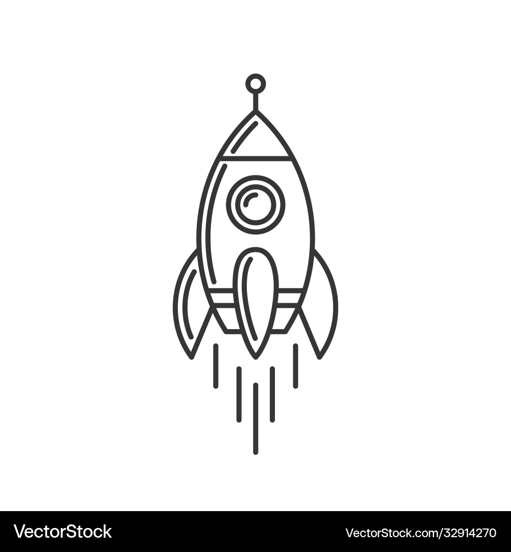 Rocket icon space shuttle logo on white Royalty Free Vector
