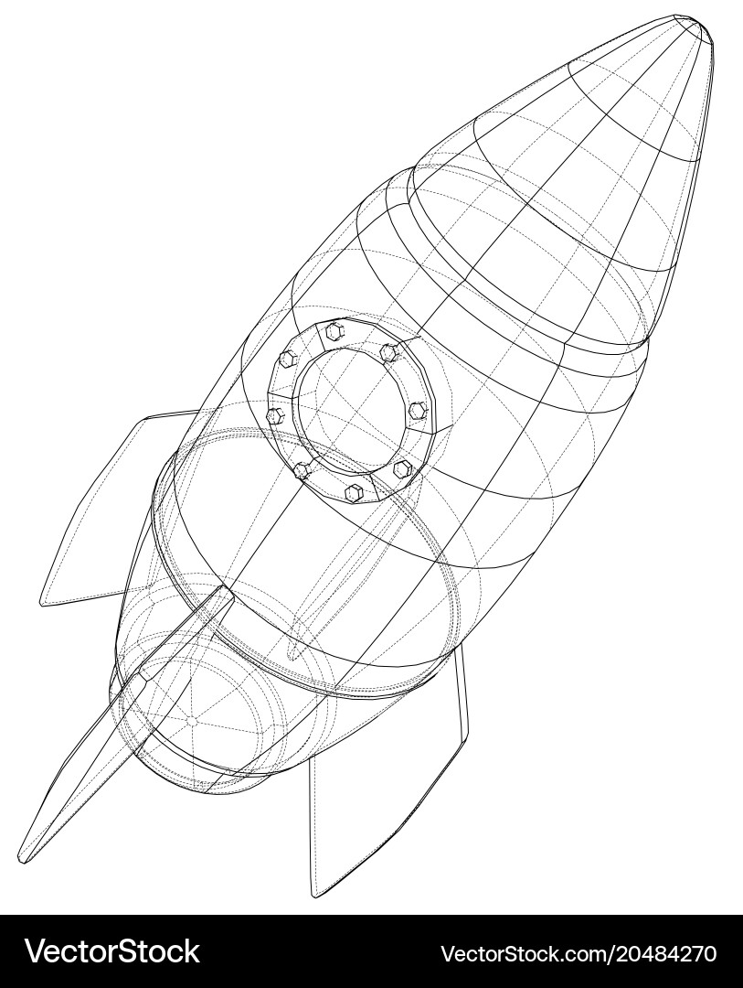 Rocket sketch rendering of 3d Royalty Free Vector Image
