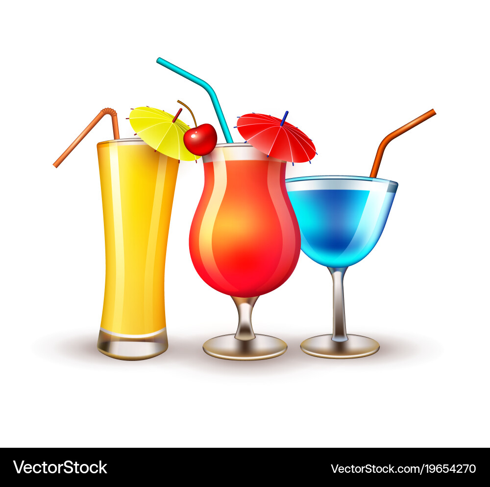 Summer vacation realistic cocktail glass Vector Image