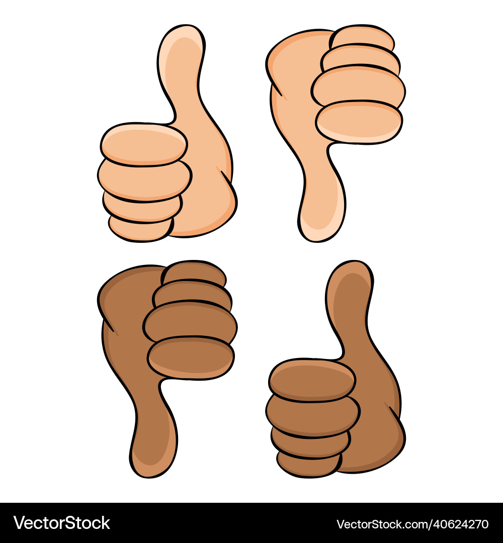 Thumb up and down dark light skin hand Royalty Free Vector