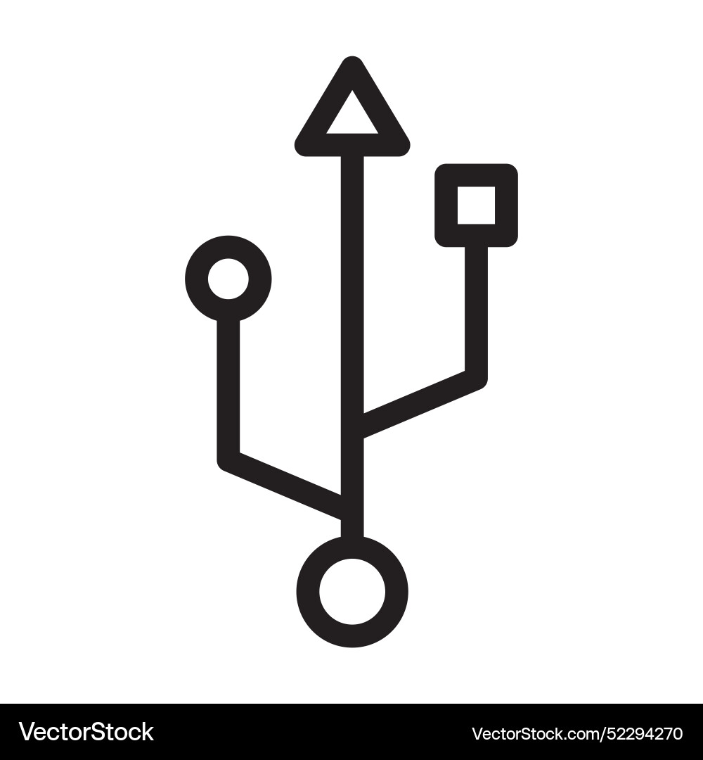 Usb icon linear logo mark in black and white Vector Image