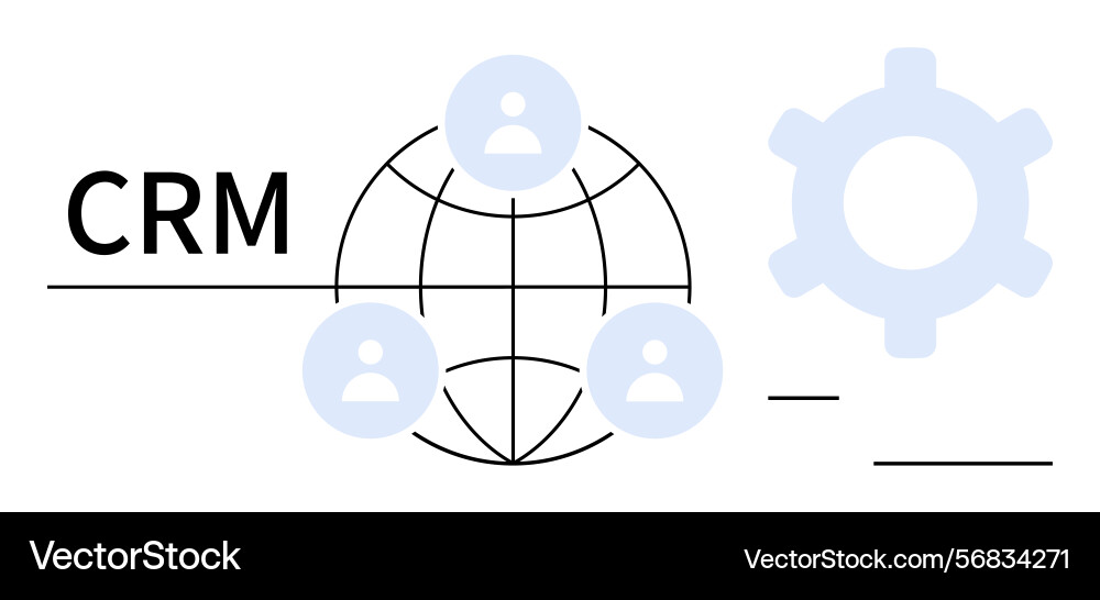 Crm global network with user profiles and gear Vector Image