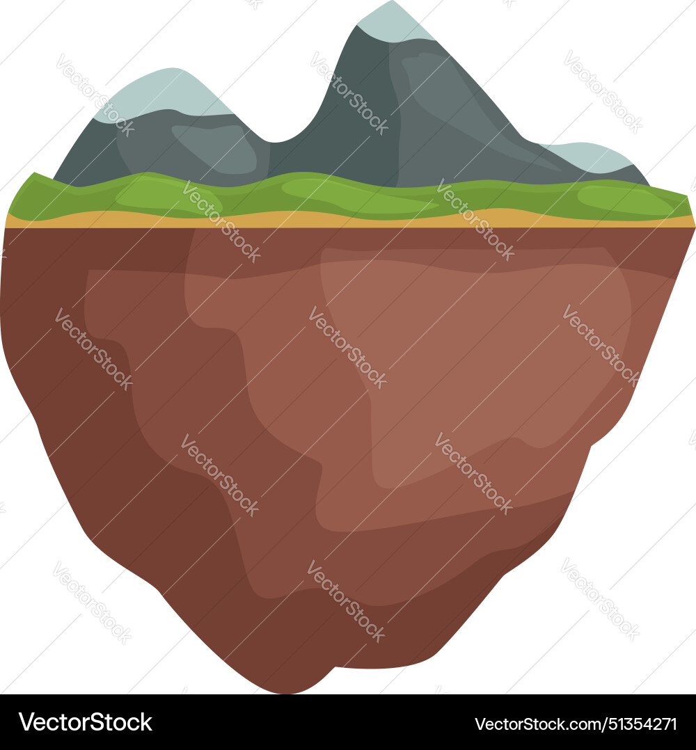 Floating island with mountain peak Royalty Free Vector Image