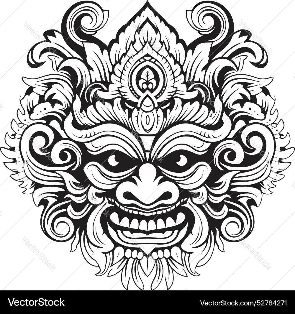 Island intrigue bali mask emblem ancient allure Vector Image