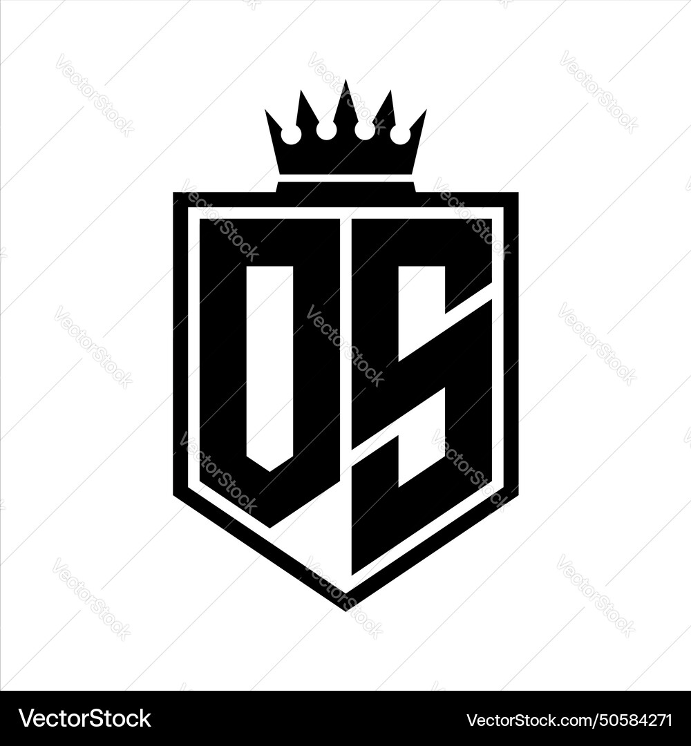 Os logo monogram bold shield geometric shape Vector Image