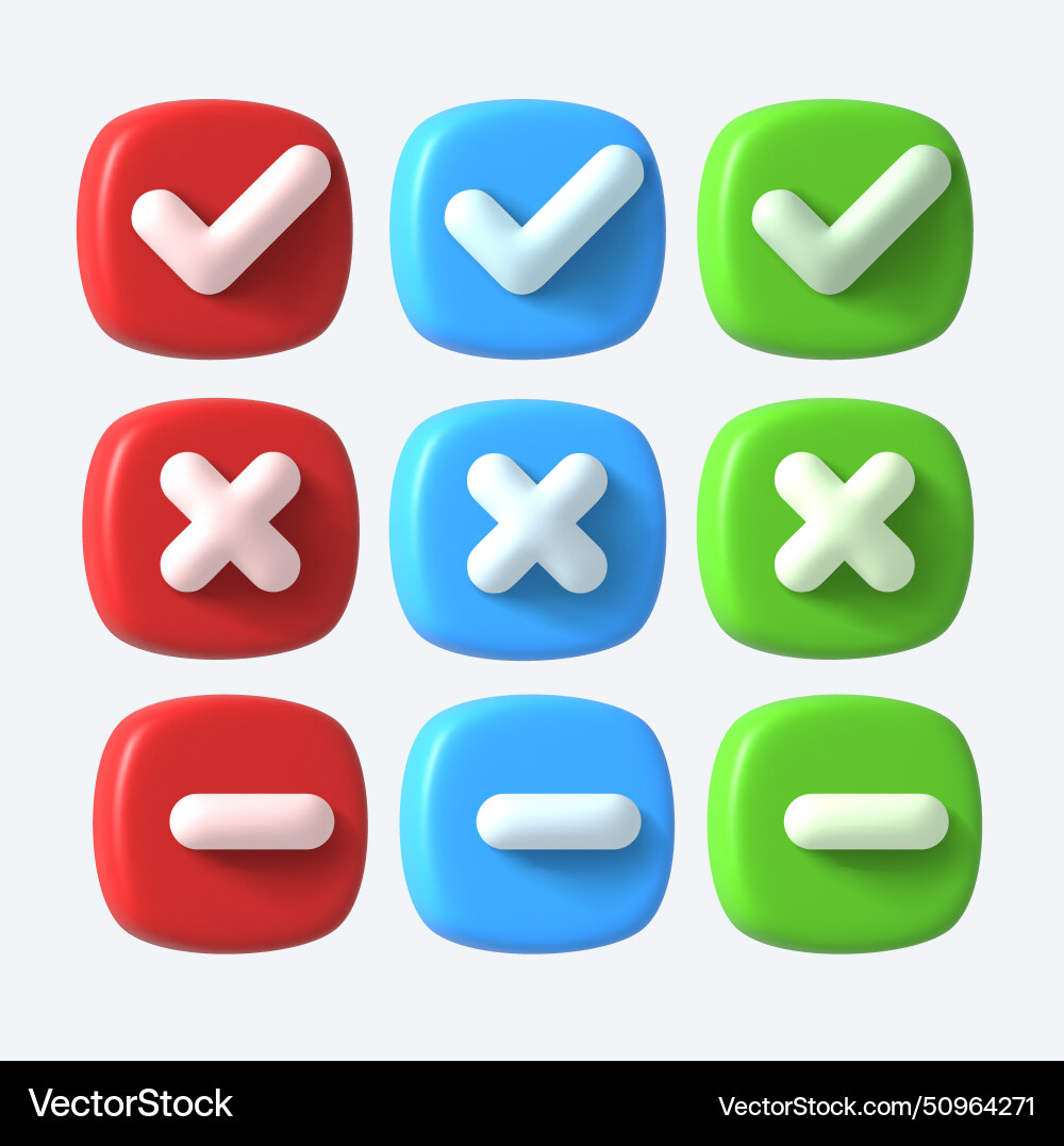 Render 3d of symbol right check mark minus Vector Image