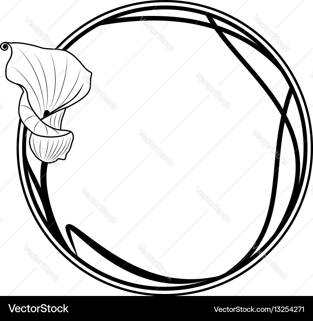 Round frame with lily Royalty Free Vector Image