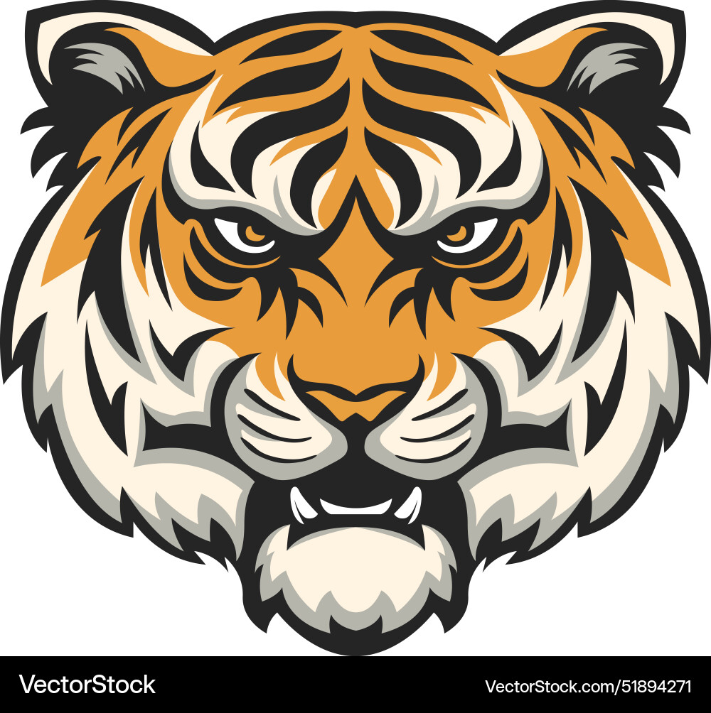 Tiger head design sport logo template Royalty Free Vector