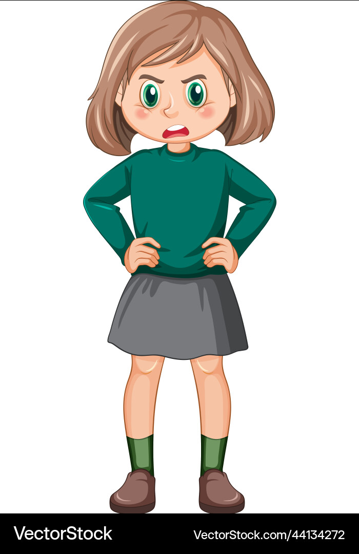 Angry girl with face expression Royalty Free Vector Image