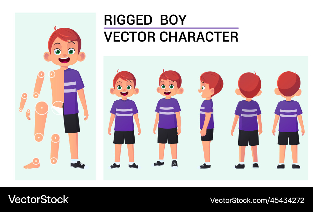 Cartoon boy character set for rigging Royalty Free Vector Cartoon boy character set for rigging Royalty Free Vector