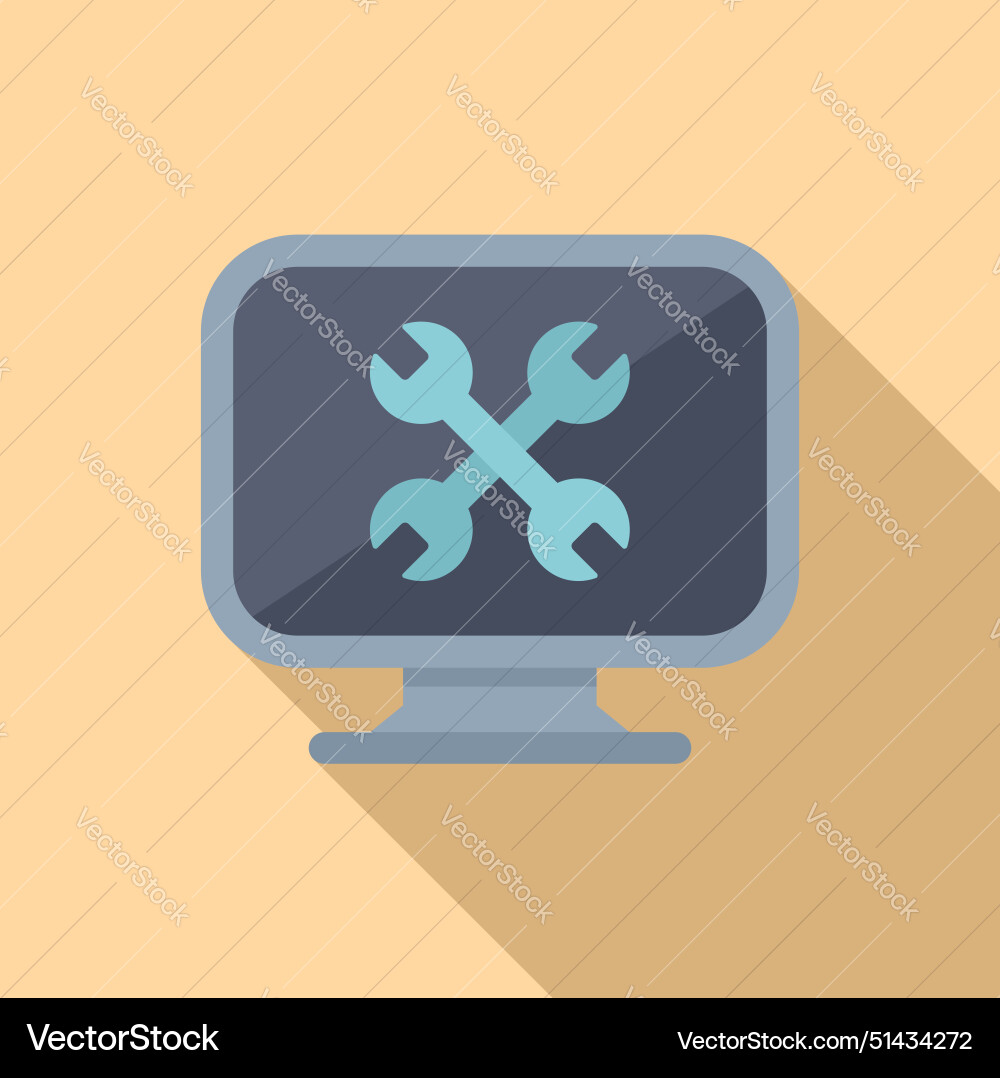 Flat icon of computer repair Royalty Free Vector Image