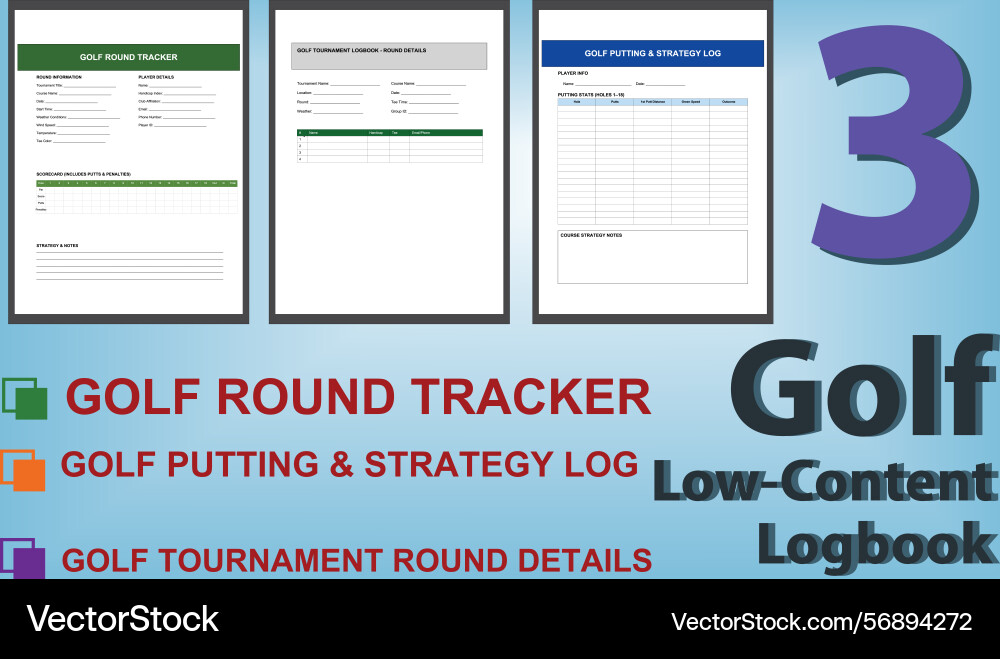 Golf logbook template set editable eps files Vector Image