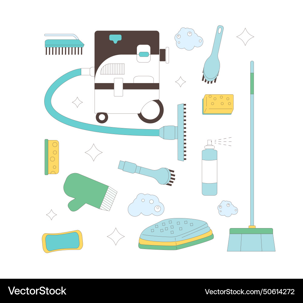 Housekeeping tools set cleaning home items Vector Image