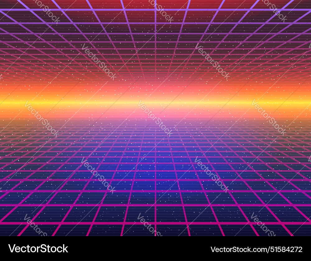 Laser grid in deep space retro futuristic Vector Image