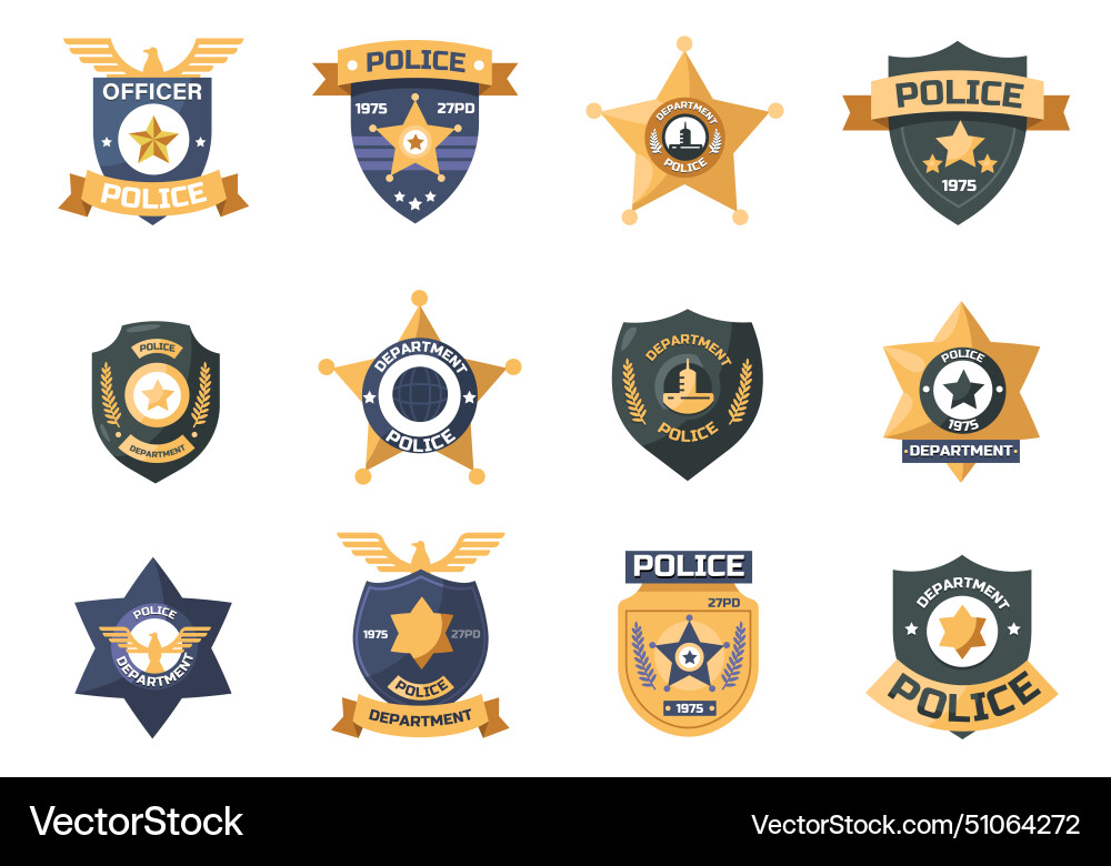 Police badge policeman officer sheriff emblems Vector Image