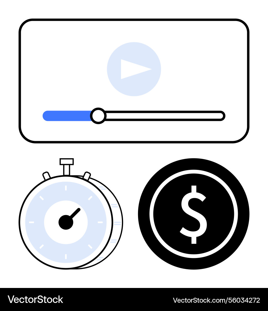 Video playback time tracking and financial Vector Image