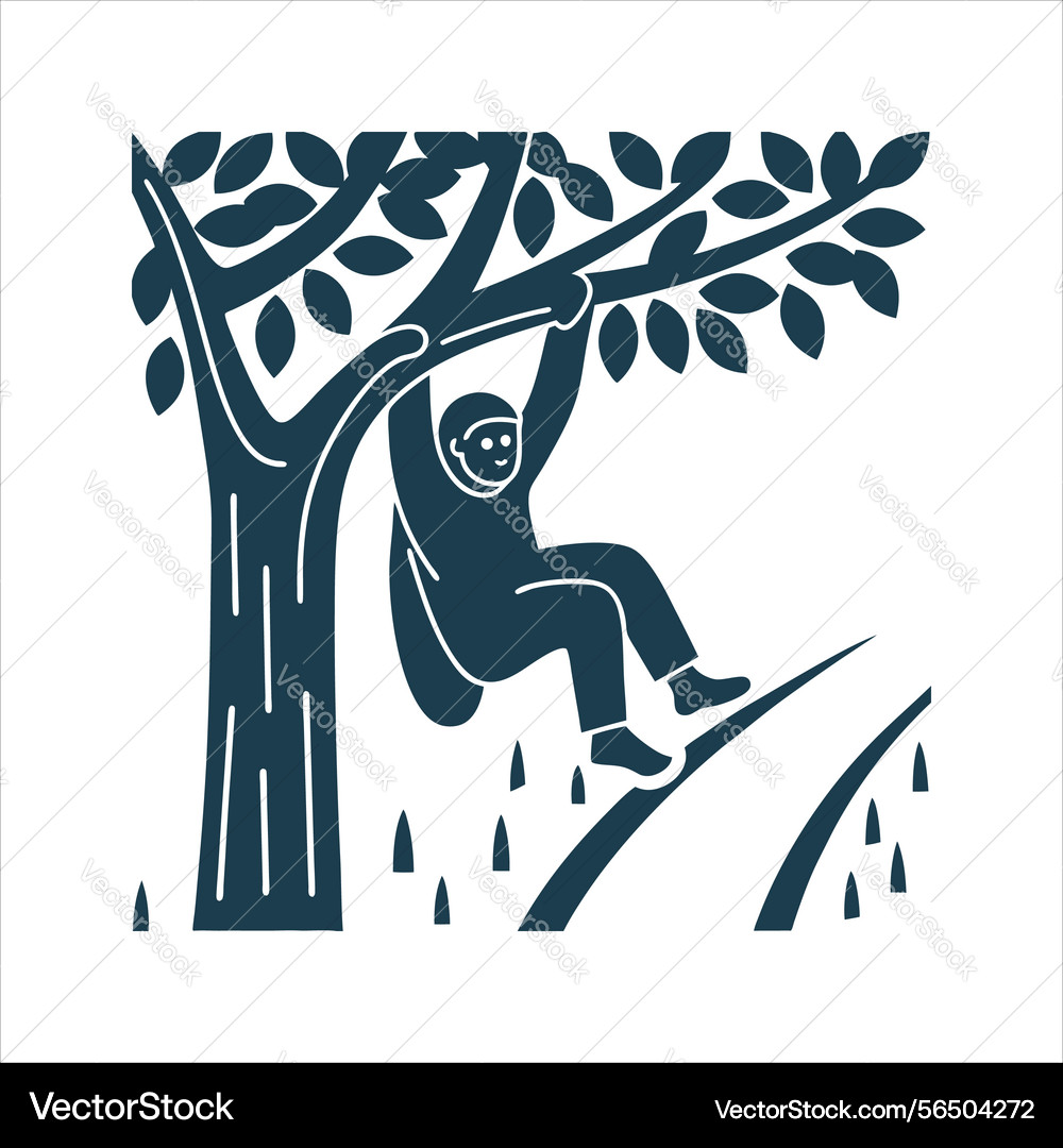 Zacchaeus in tree silhouette - bible story Vector Image