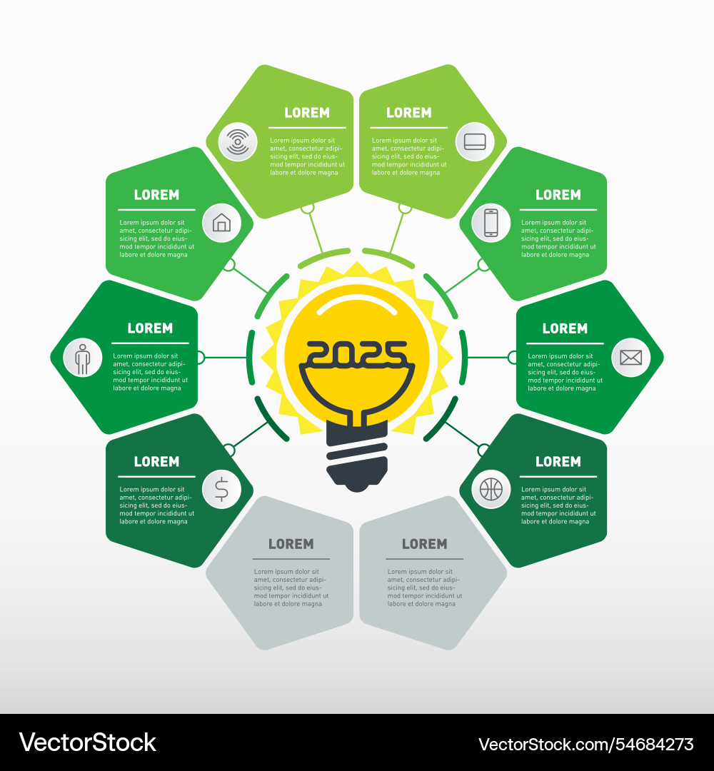 2025 vision with 8 parts bright ideas Royalty Free Vector