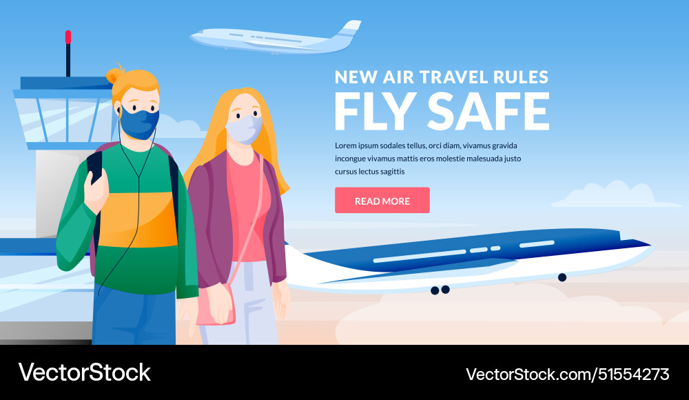 Air travel rules healthy flight concept Royalty Free Vector