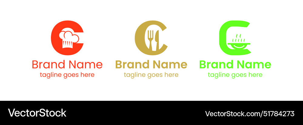 C letter restaurant logo design Royalty Free Vector Image