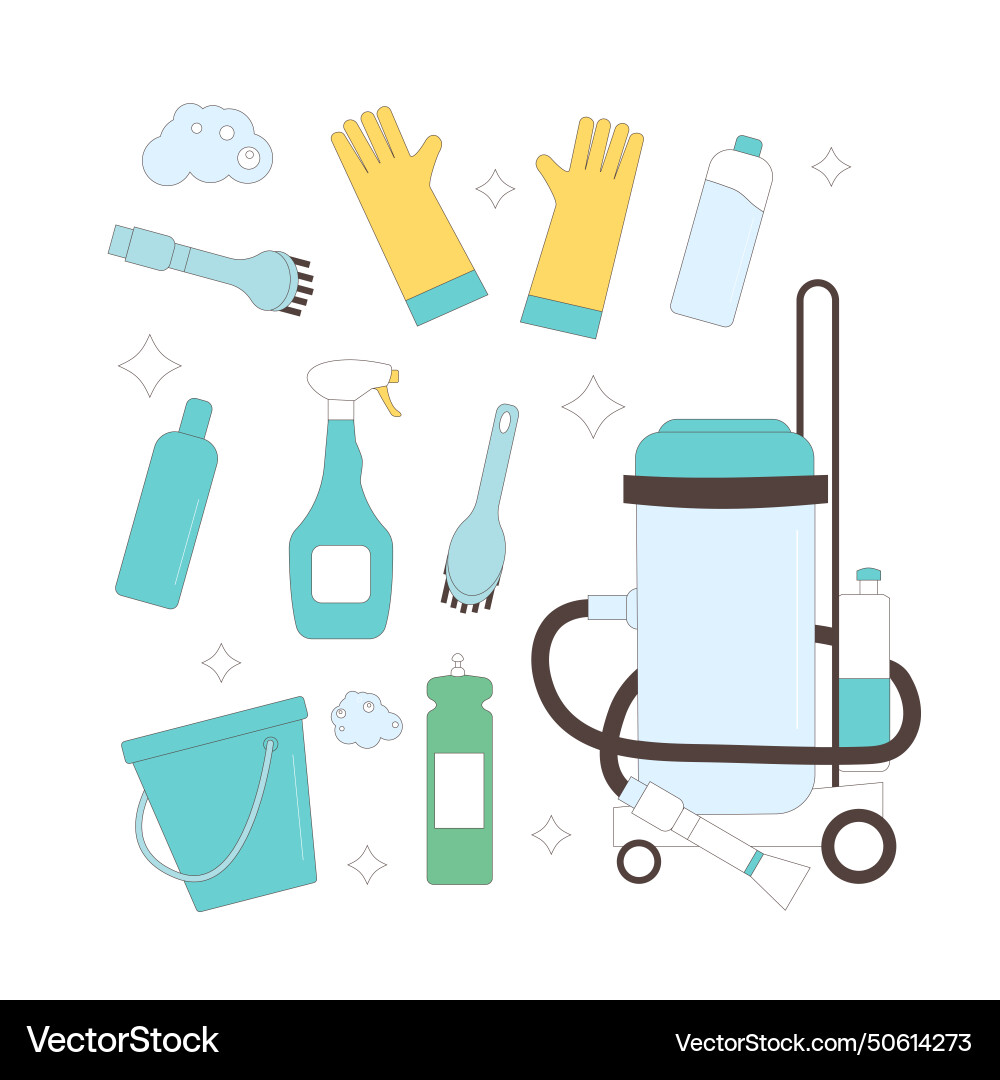 Housekeeping tools set cleaning home items Vector Image