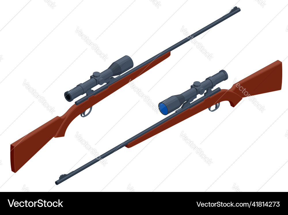 Isometric sniper rifle isolated on white Vector Image